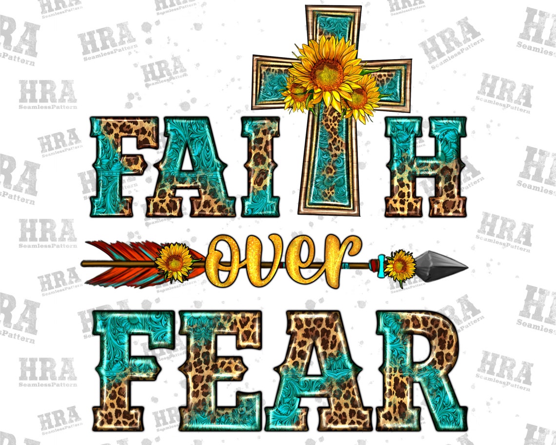 Western Faith Over Fear Png Sublimation Design, Leopard Tooled Leather ...