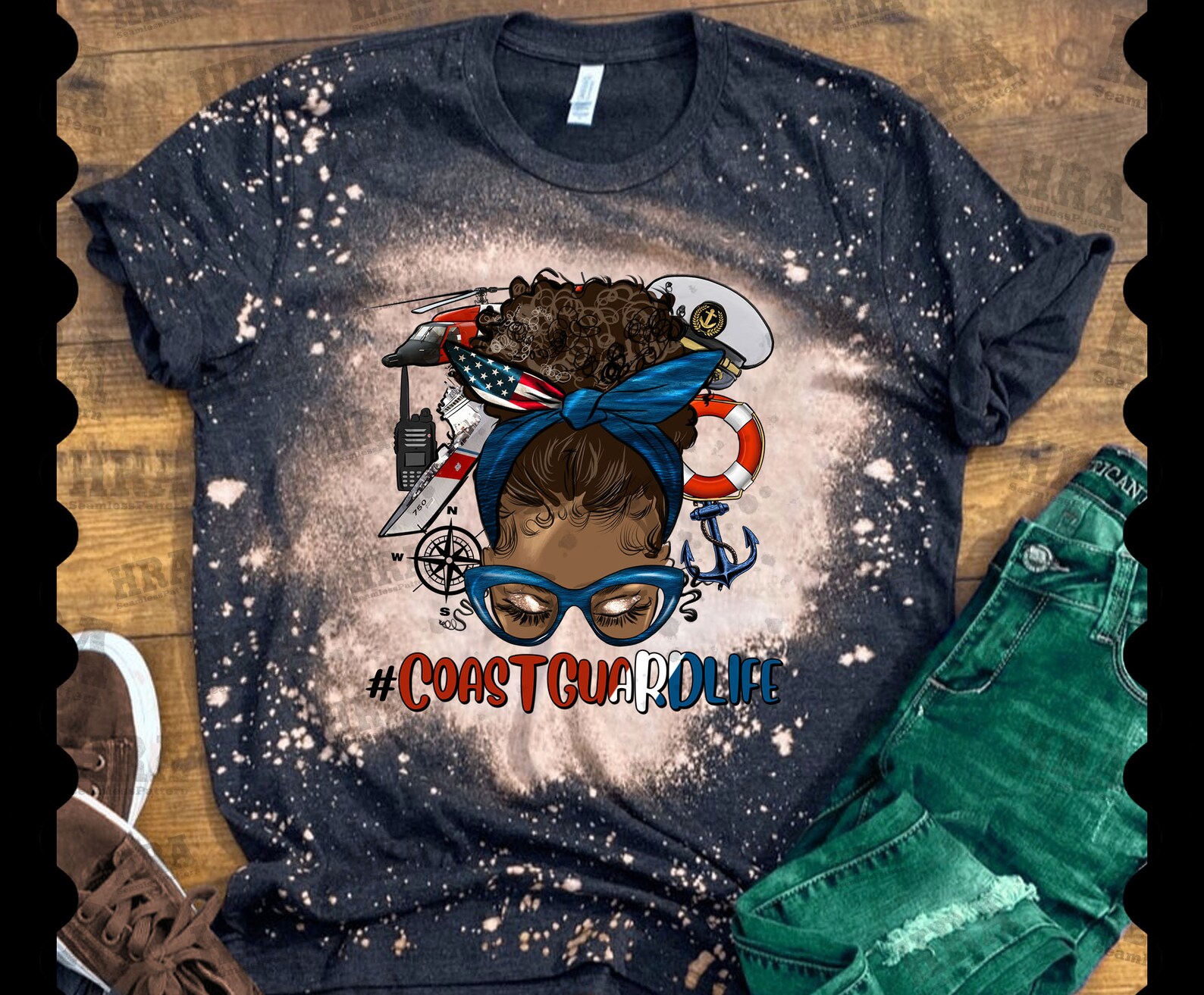 Afro Messy Bun Coast Guard Life Png Sublimation Design Black - Etsy