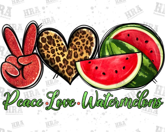 Western Glitter Peace Love Watermelon Png Sublimation Design - Etsy