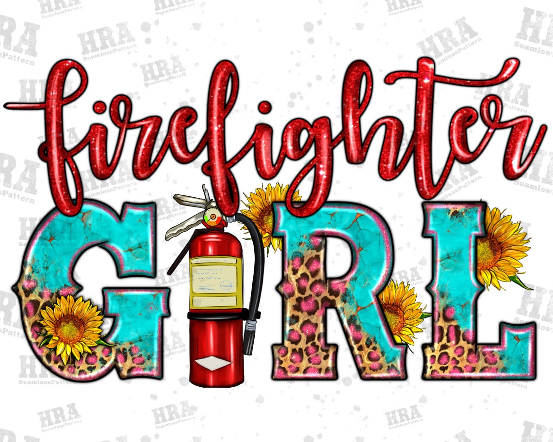 Firefighter Girl Png Sublimation Design Sunflowers and - Etsy