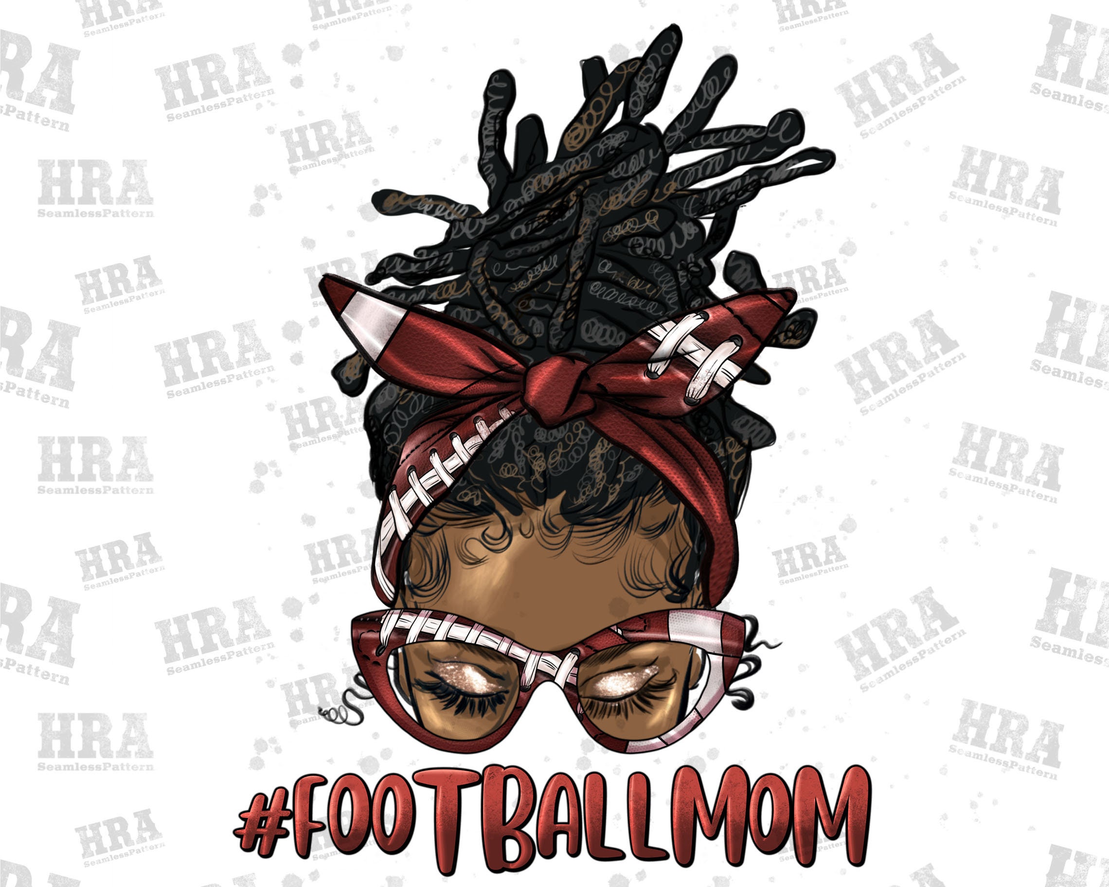 Afro Messy Loc Bun Football Mom Png Sublimation Design Black - Etsy