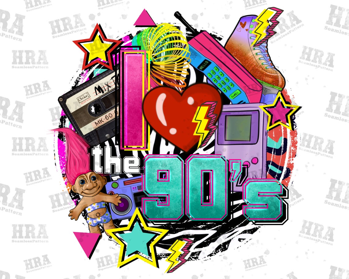 I Love the 90's Png Sublimation Design Retro Png Love - Etsy