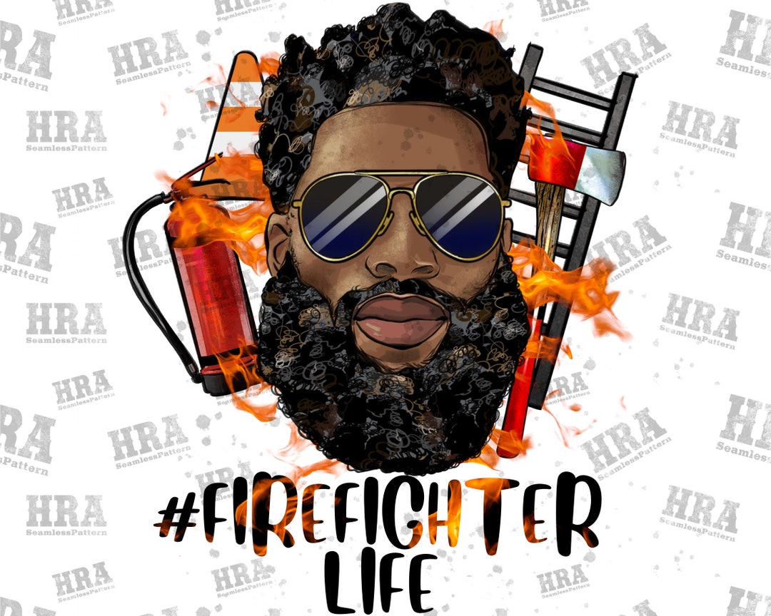 Black Man Firefighter Life Png Sublimation Design, Afro Man Firefighter ...