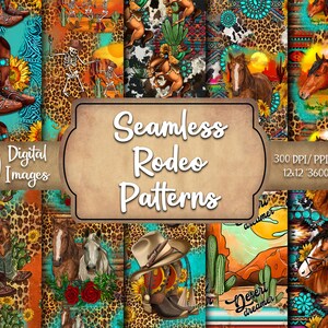 Rodeo Seamless Pattern Png Sublimation Design Bundle, Western Rodeo ...