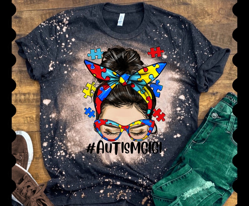 Messy Bun Autism Gigi Png Sublimation Design Download Autism - Etsy