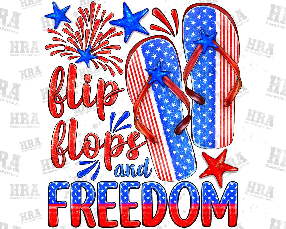 American Flag Flip Flops and Freedom Png Sublimation Design, 4th of ...