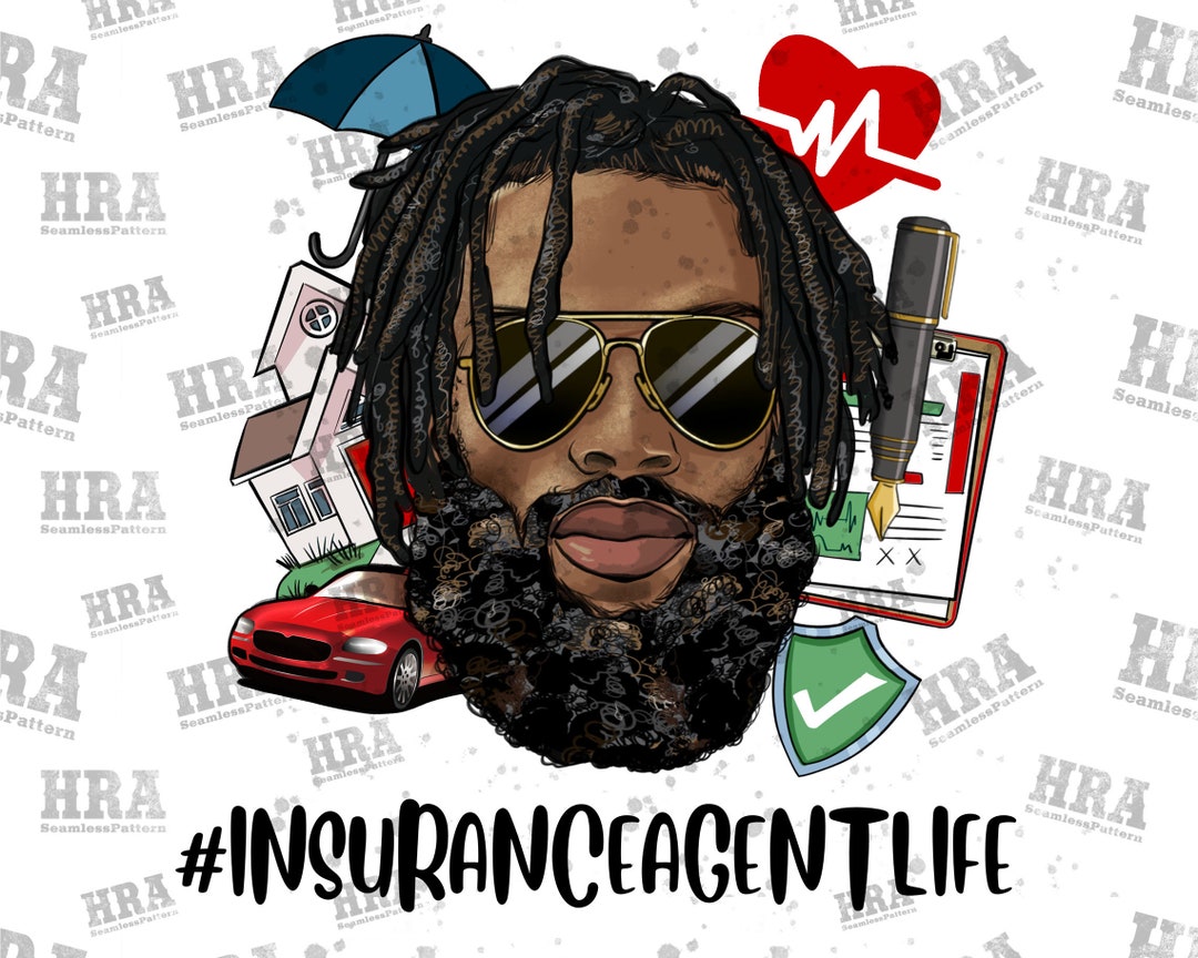 Black Man With Locs Insurance Agent Life Png Sublimation Design, Black ...