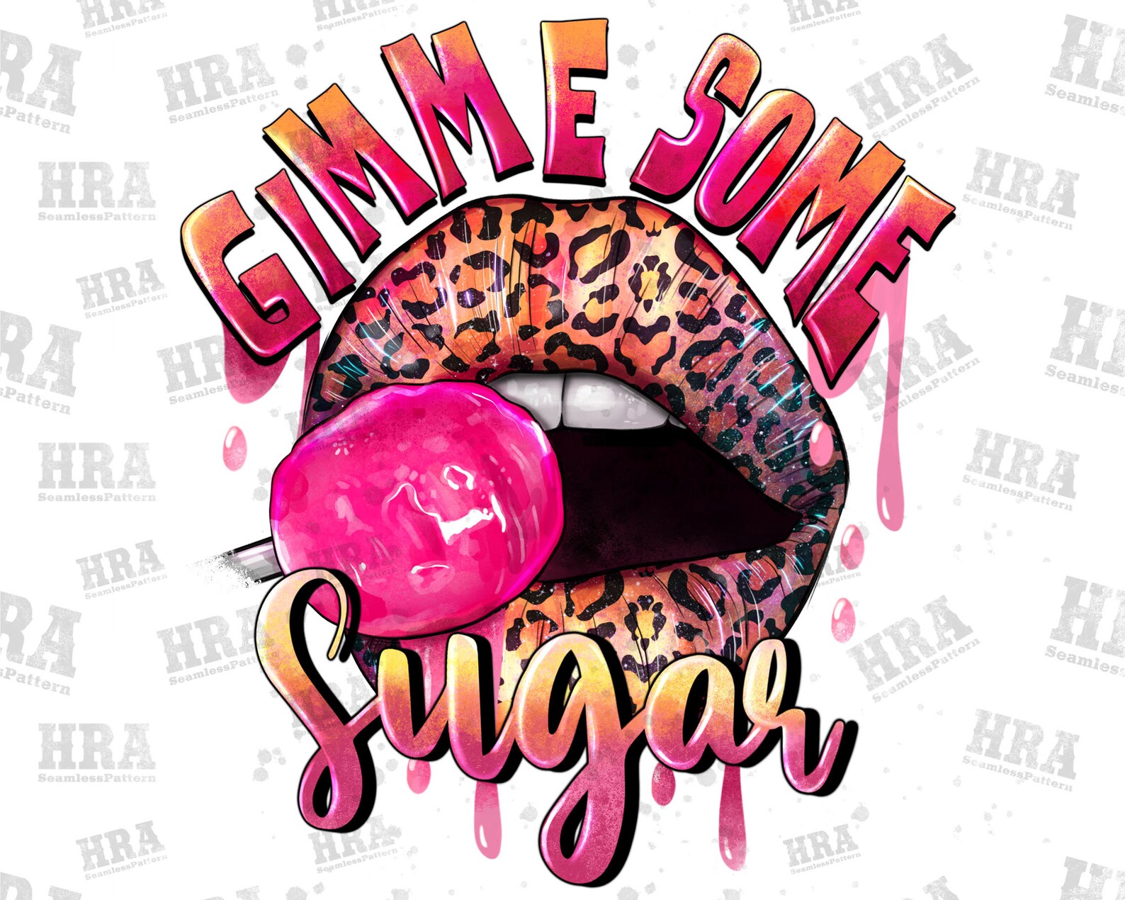 Gimme Some Sugar Lips With Lollipop Png Sublimation Design, Hand Drawn ...