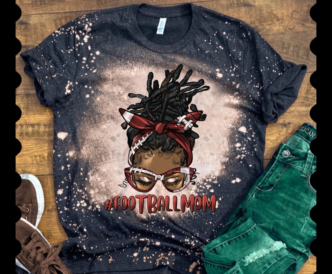 Afro Messy Loc Bun Football Mom Png Sublimation Design Black - Etsy