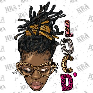 Loc'd Afro Messy Bun Dreadlocks Png Sublimation Design, Black Woman Png ...