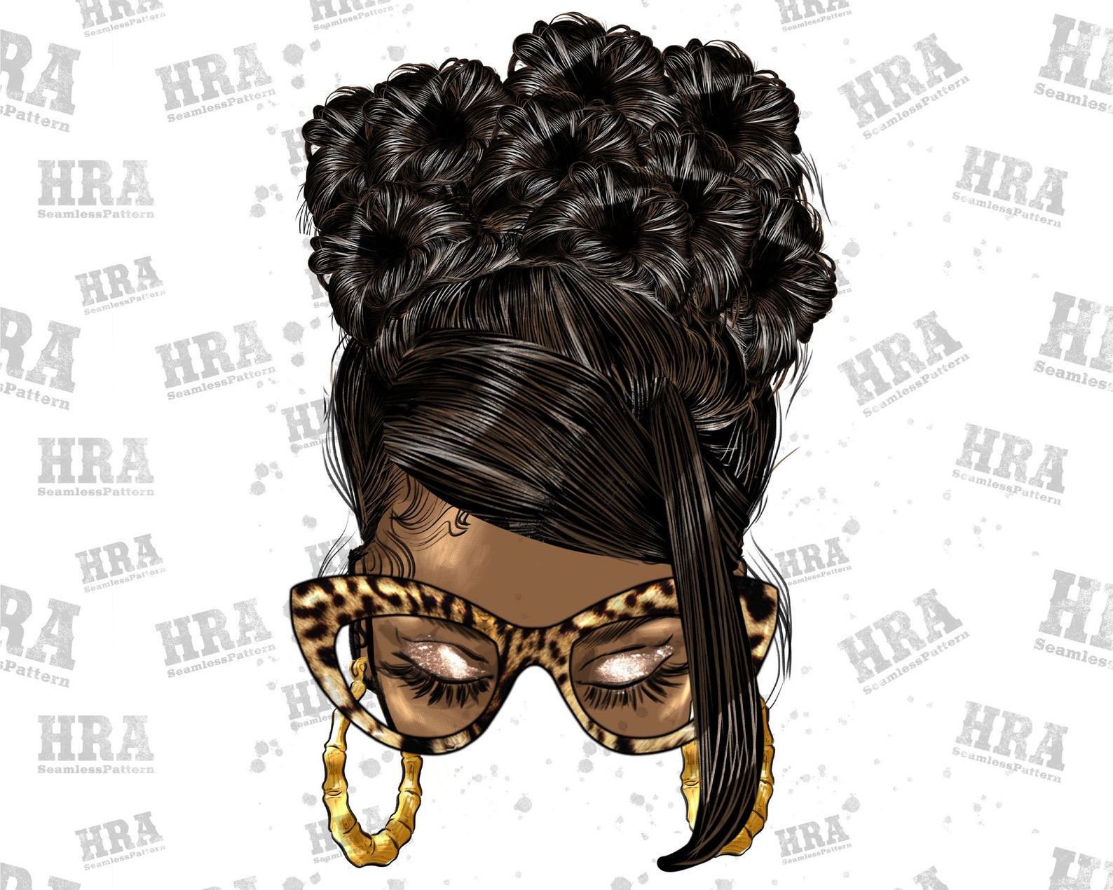 Afro Messy Bun Pin Curl Updo Hair Png Sublimation Design - Etsy