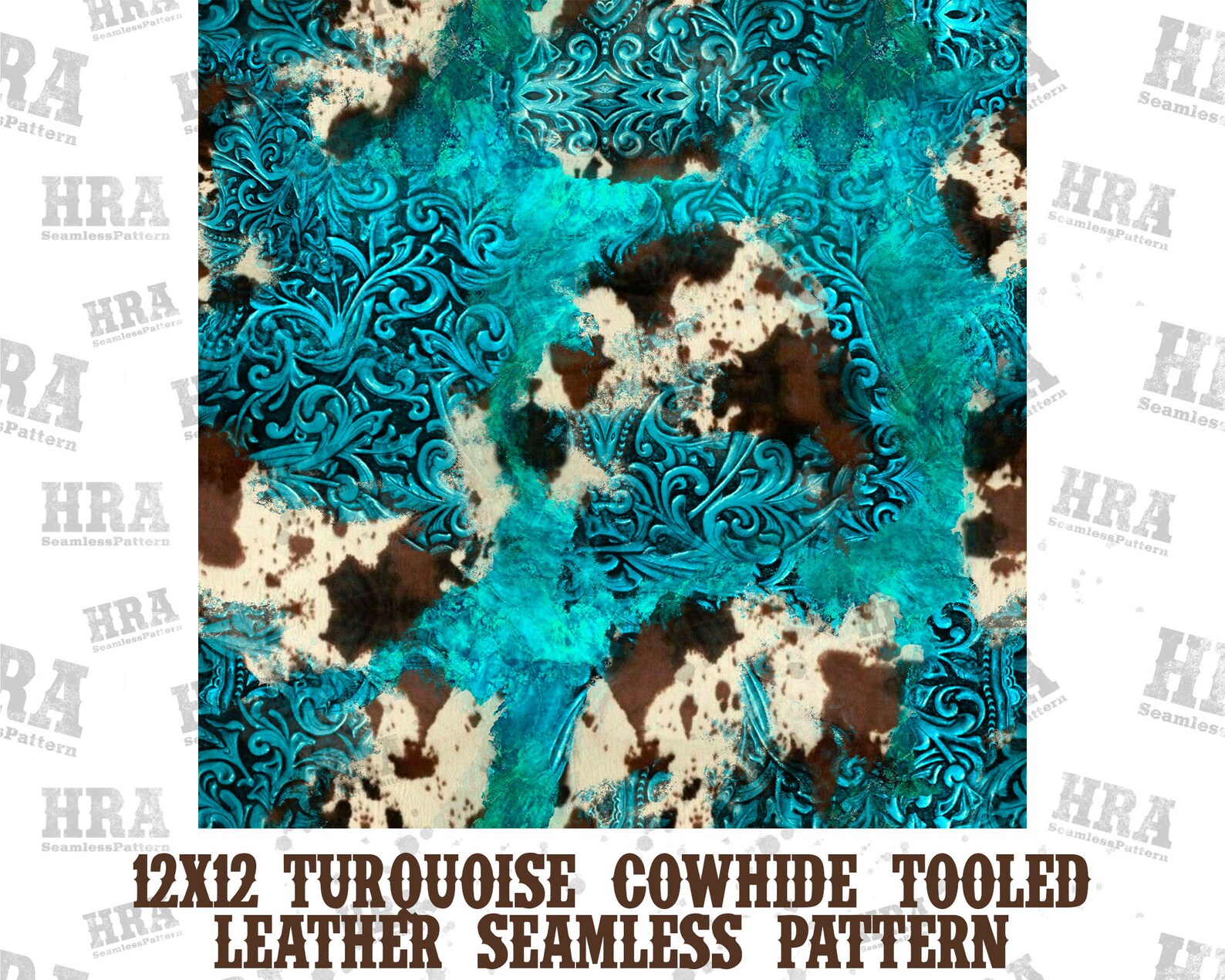 Turquoise Cowhide Tooled Leather Seamless Pattern Png - Etsy