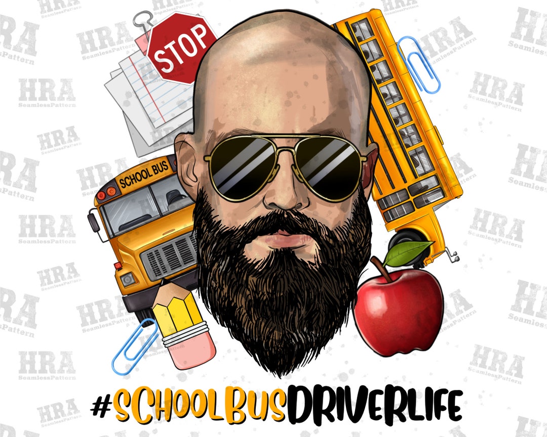 Bald Bearded Man School Bus Driver Life Png Sublimation Design ...
