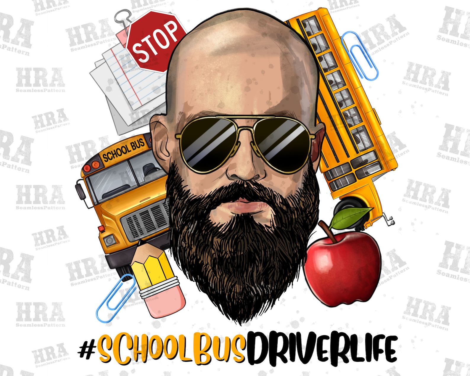 Bald Bearded Man School Bus Driver Life Png Sublimation - Etsy