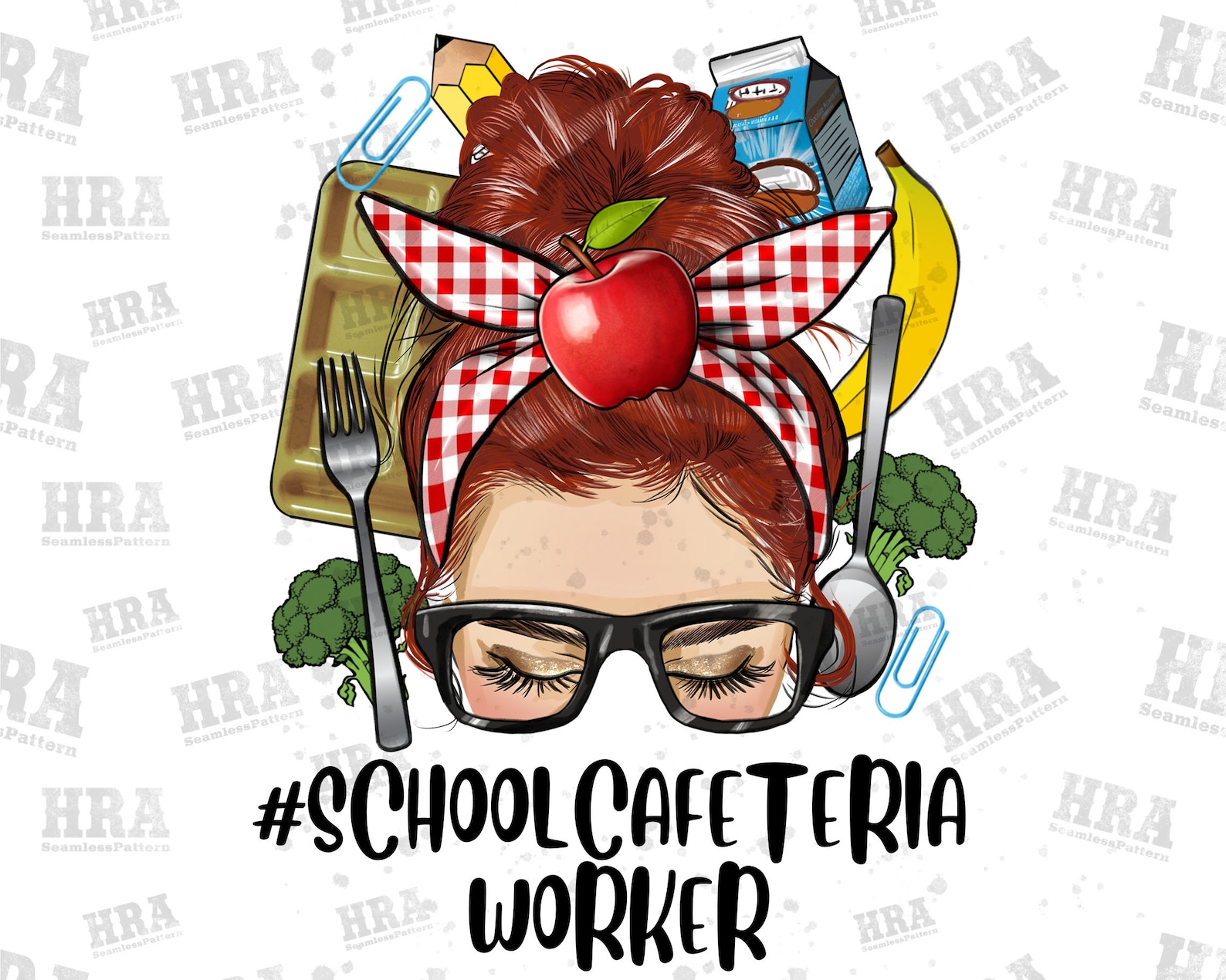 Redhead Messy Bun School Cafeteria Worker Png Sublimation - Etsy