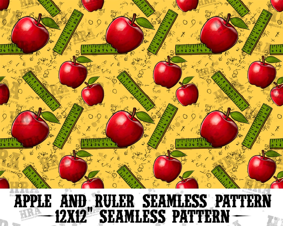 Apple and Ruler Seamless Pattern Png Sublimation Design, Apple Seamless ...