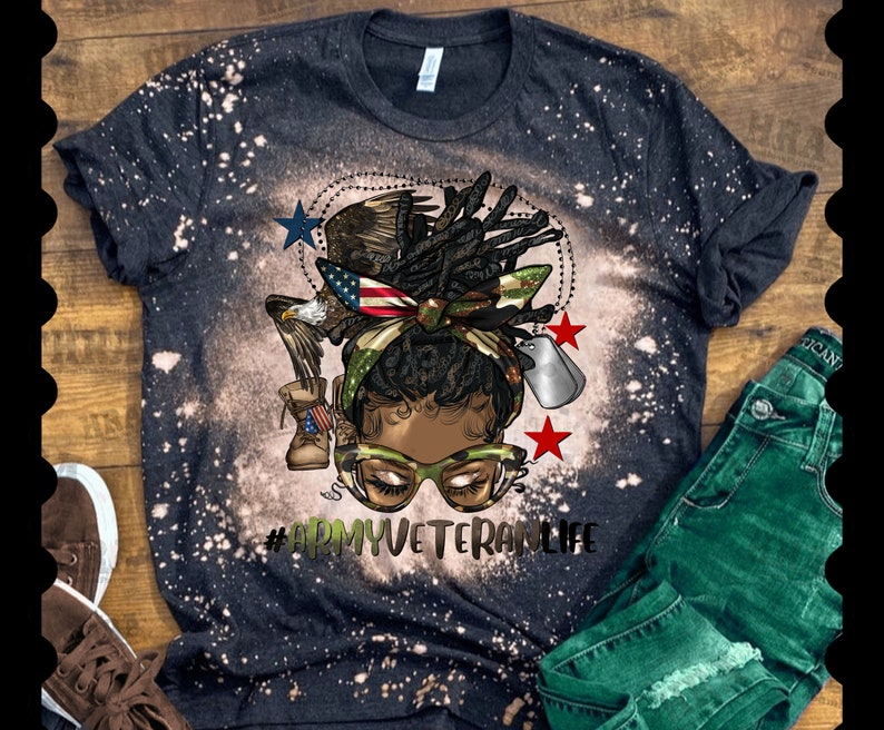 Afro Messy Loc Bun Army Veteran Life Png Sublimation Design - Etsy