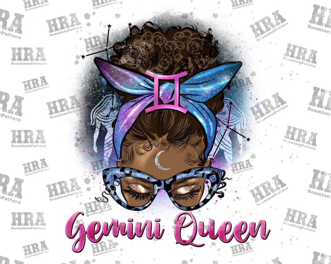 Afro Messy Bun Gemini Queen Png Sublimation Design, Black Woman Png, Messy Bun Gemini Queen Png ...