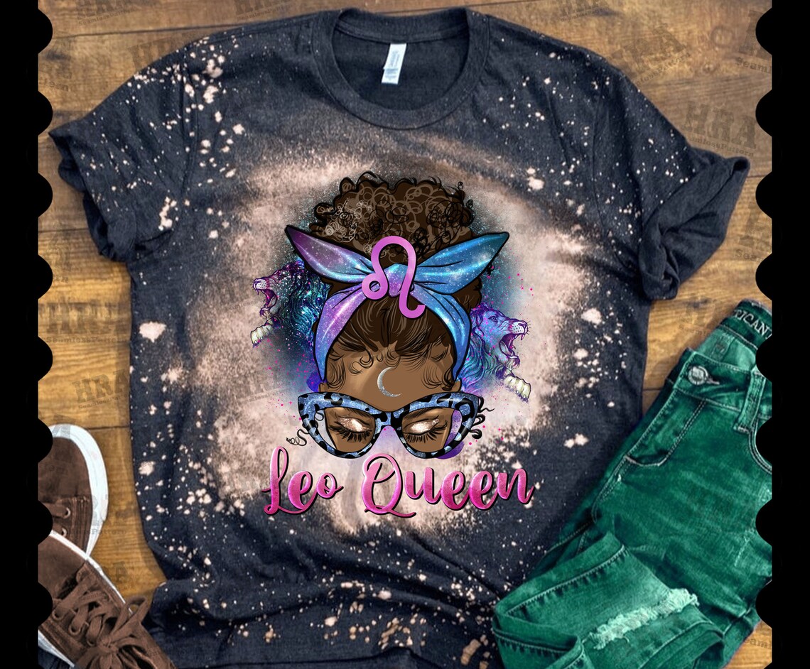 Afro Messy Bun Leo Queen Png Sublimation Design Black Woman - Etsy