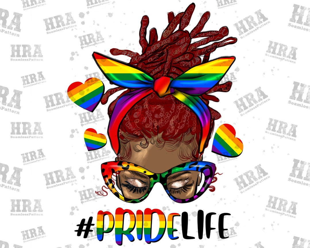 Afro Messy Bun Burgundy Locs Pride Life Png Sublimation Design, Black ...