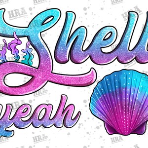 Shell Yeah Summer Ocean Glitter Png Sublimation Design, Glitter Clam ...