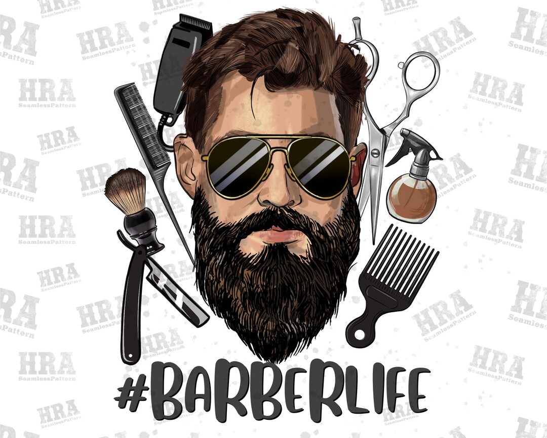 Barber Life Bearded Man Png Sublimation Design, Bearded Man Face Png ...
