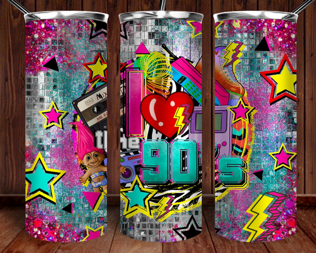 I Love the 90's 20oz Skinny Tumbler Png Sublimation Design Download, 90 ...
