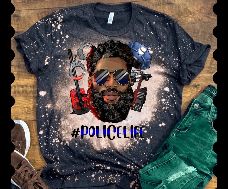 Bearded Black Man Police Life Png Sublimation Design Afro Man - Etsy