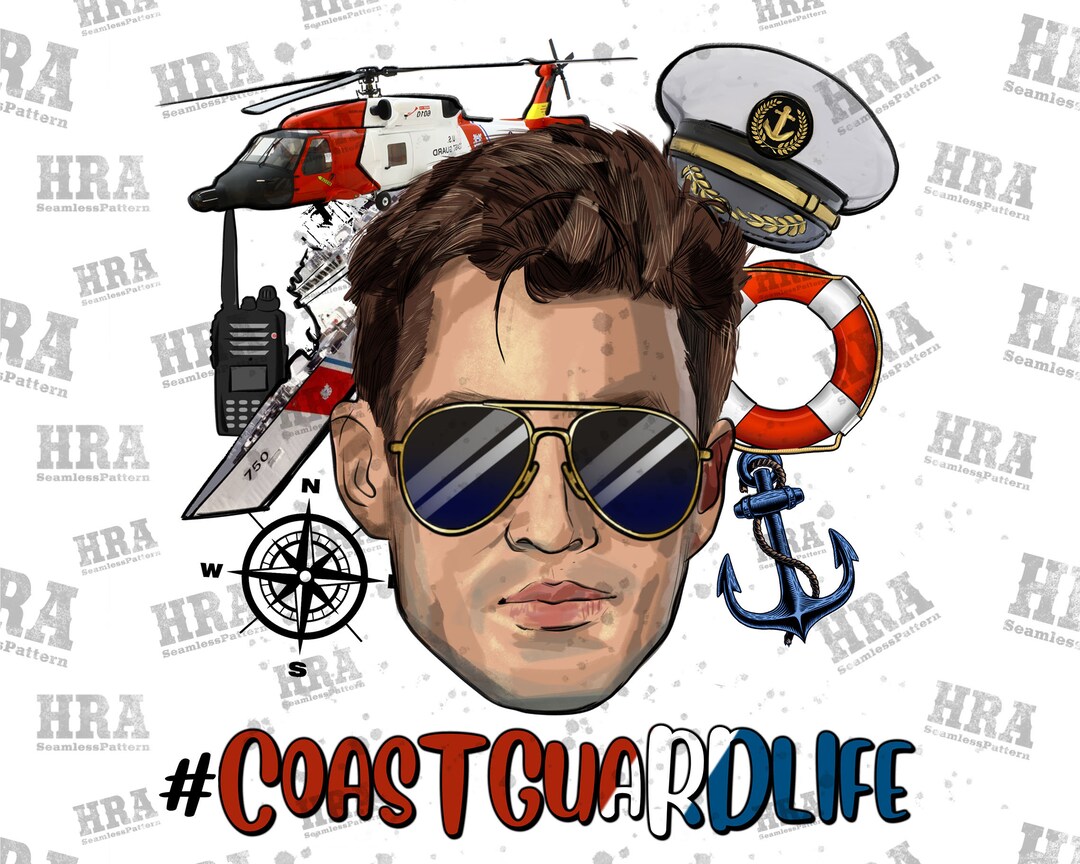 Male Coast Guard Life Png Sublimation Design, Caucasian Man Coast Guard ...