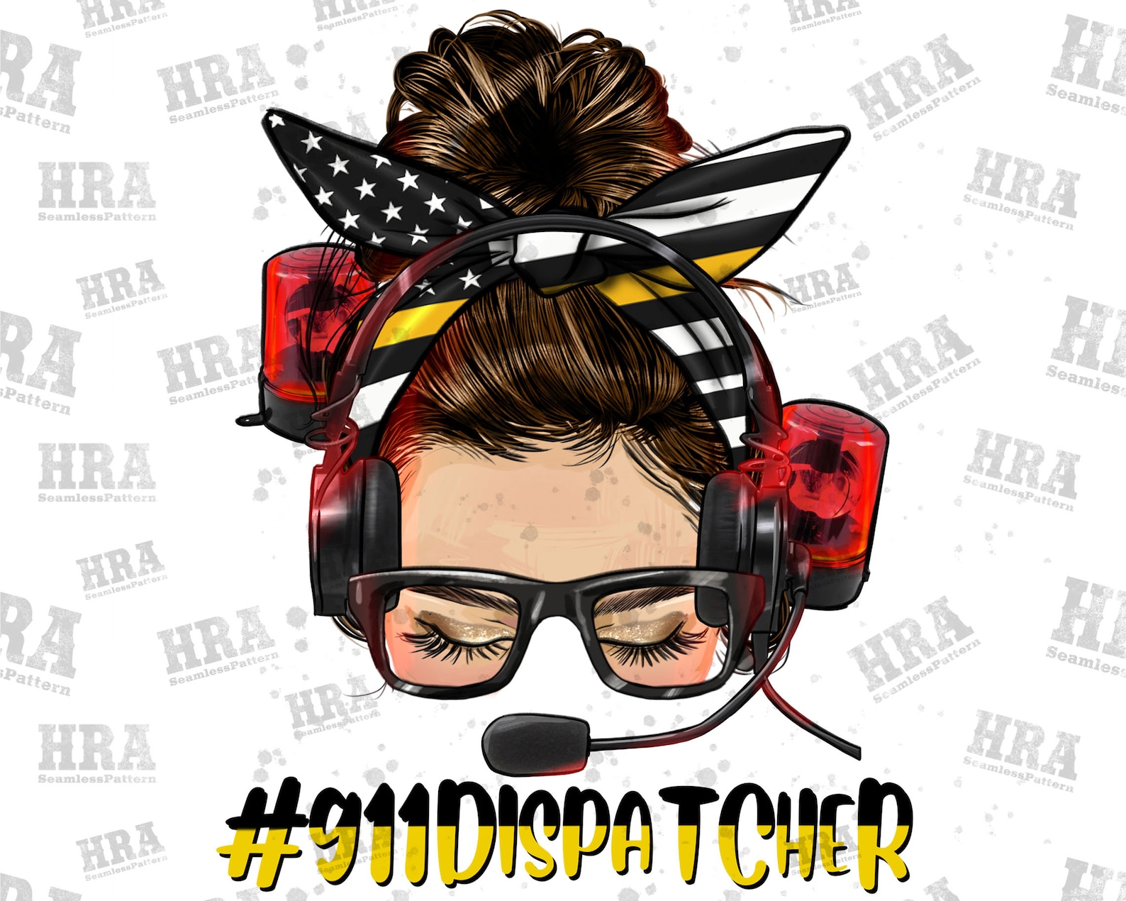 911 Dispatcher Life Brunette Messy Bun Png Sublimation Design - Etsy