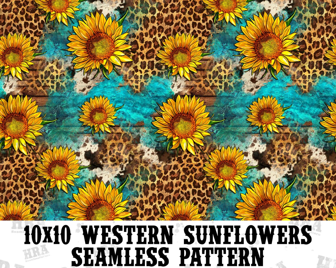 Western Sunflowers Seamless Pattern Sublimation Design - Etsy