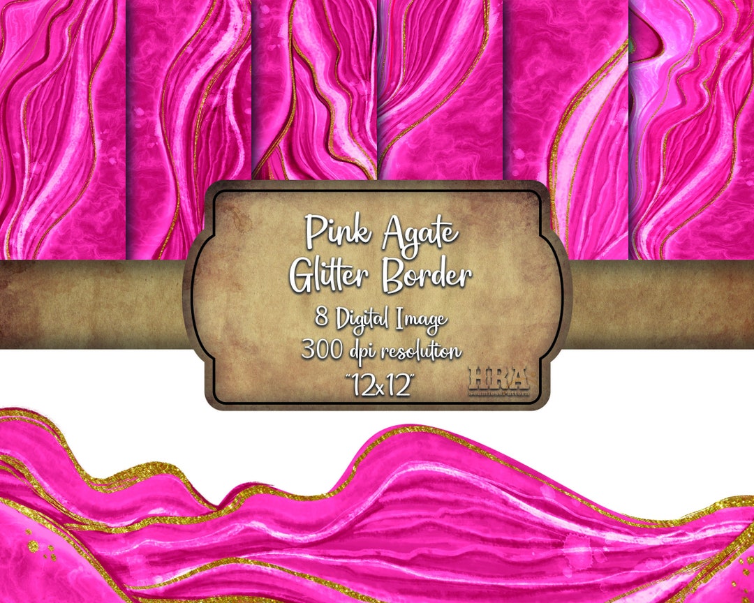 Pink Glitter Agate Border Digital Paper,seamless Pink Glitter Paper ...