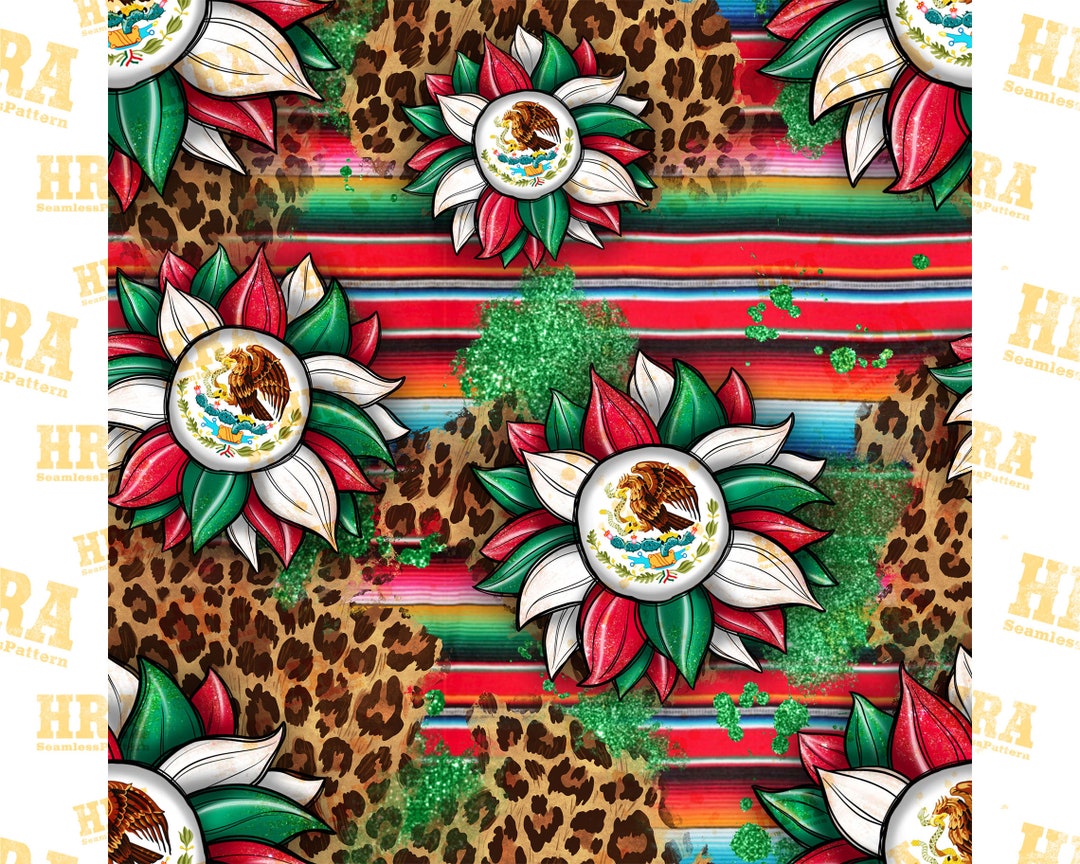 Sunflower Mexican Flag Seamless Pattern Sublimation Design Png,leopard ...