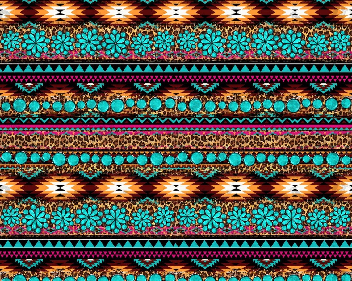 Western Turquoise Gemstone Seamless Pattern Png Sublimation - Etsy