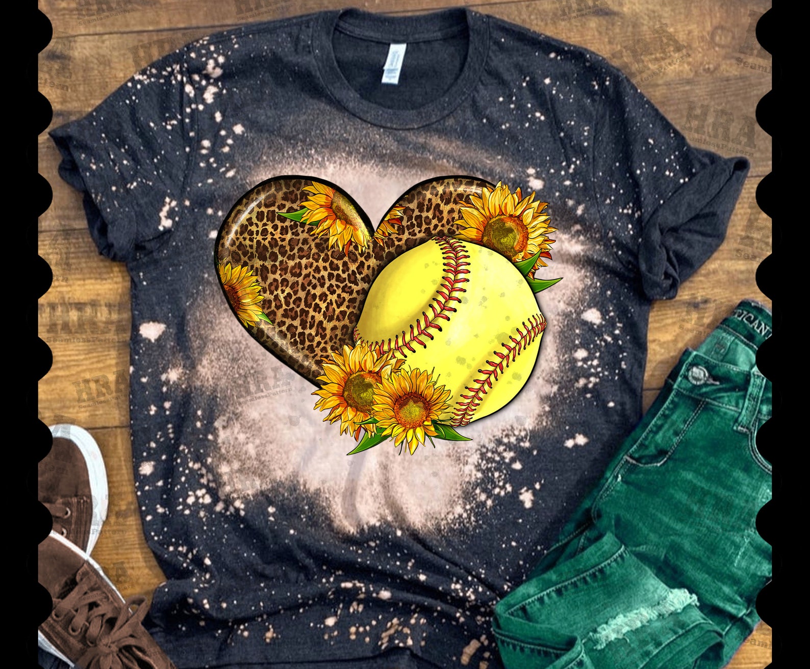 Western Softball Heart With Sunflowers Png Sublimation Design - Etsy