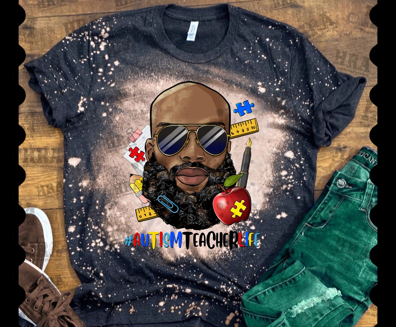 Bald Black Man Autism Teacher Life Png Sublimation Design - Etsy