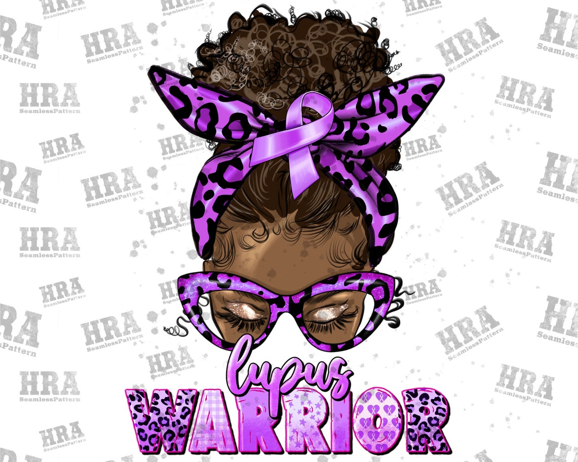 Lupus Warrior Afro Messy Bun Png Sublimation Design Black - Etsy