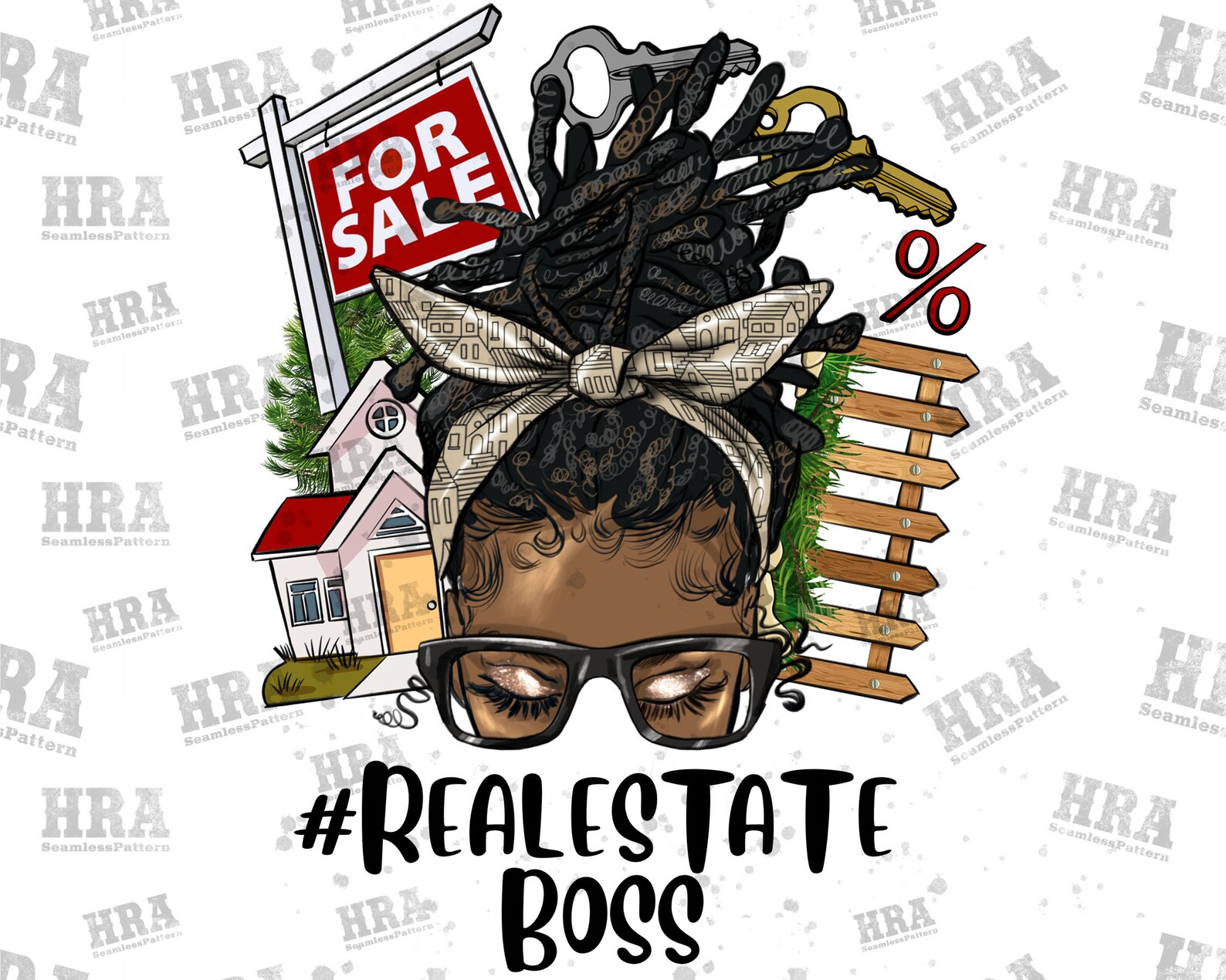 Afro Messy Locs Bun Real Estate Boss Png Sublimation - Etsy