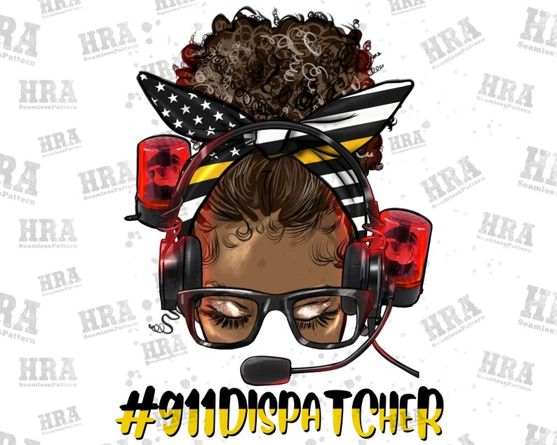 911 Dispatcher Life Afro Messy Bun Png Sublimation Design - Etsy