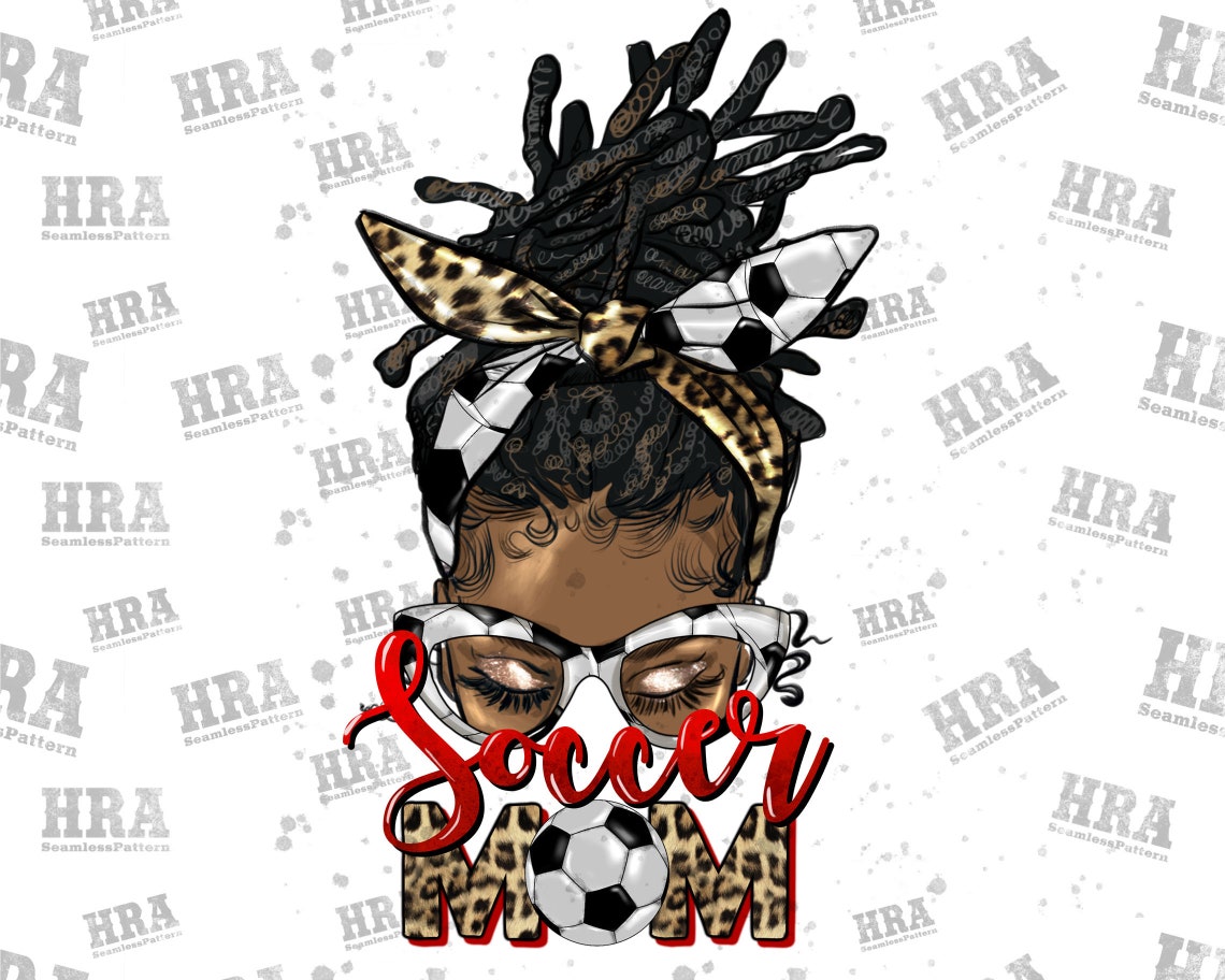 Afro Messy Locs Bun Soccer Mom Png Sublimation Design Afro - Etsy