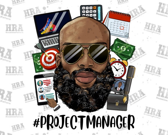Bald Black Man Project Manager Png Sublimation Design Afro - Etsy