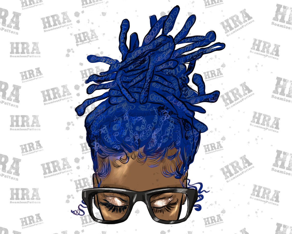 Afro Messy Bun Blue Locs No Theme Png Sublimation Design Etsy