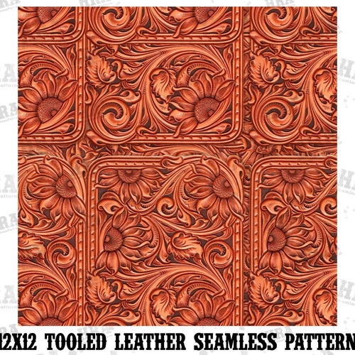 Tooled Leather Seamless Pattern Png Sublimation Design Tooled - Etsy