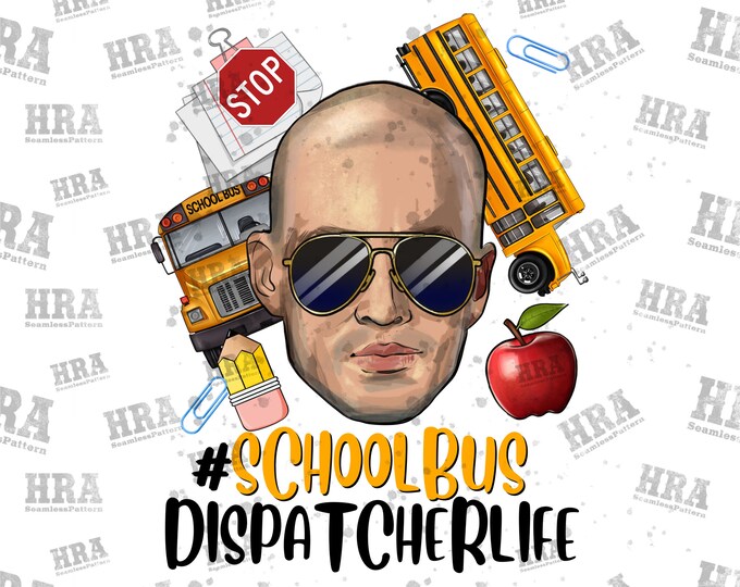 School Bus Dispatcher Life Bald Man Png Sublimation Design, Caucasian ...