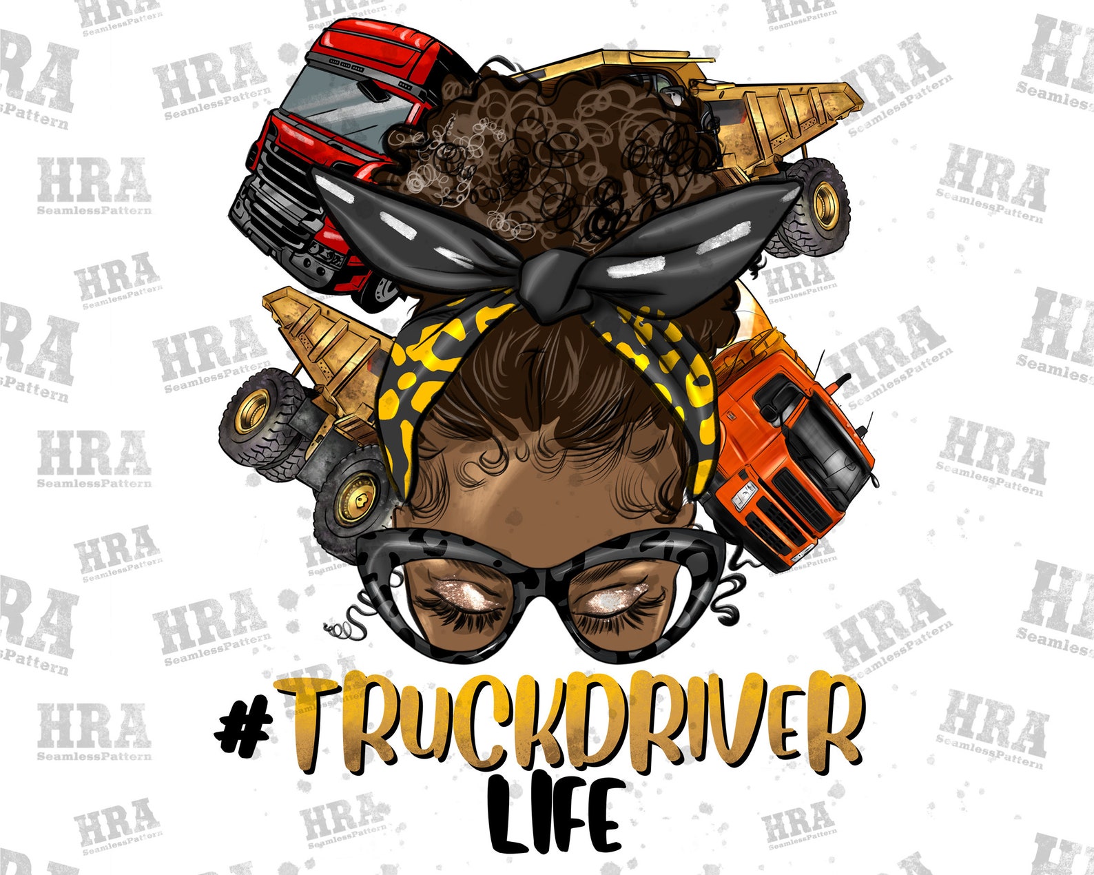 Afro Messy Bun Truck Driver Life Png Sublimation Design Black - Etsy
