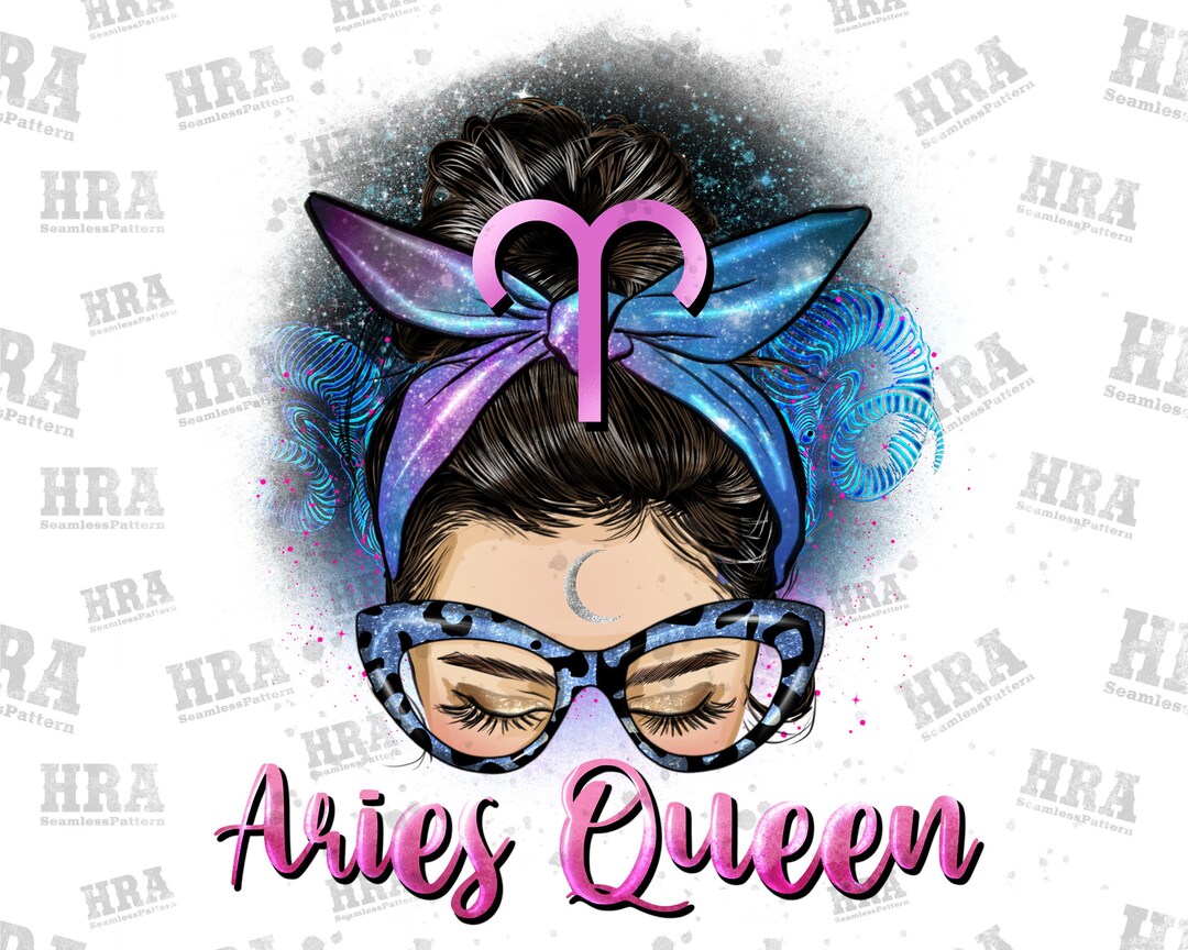 Messy Bun Aries Queen Png Sublimation Design, Messy Bun Aries Queen Png, Messy Bun Clipart ...
