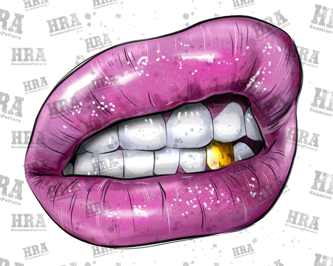 Lips Mouth Grillz Png Sublimation Design, Gold Teeth Png, Mean Mug ...