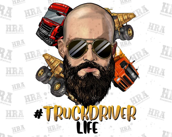 Bald Bearded Man Truck Driver Life Png Sublimation Design - Etsy