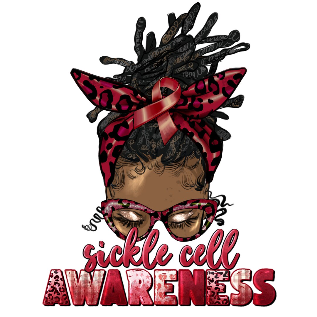 Sickle Cell Awareness Afro Messy Locs Bun Png Sublimation Design ...
