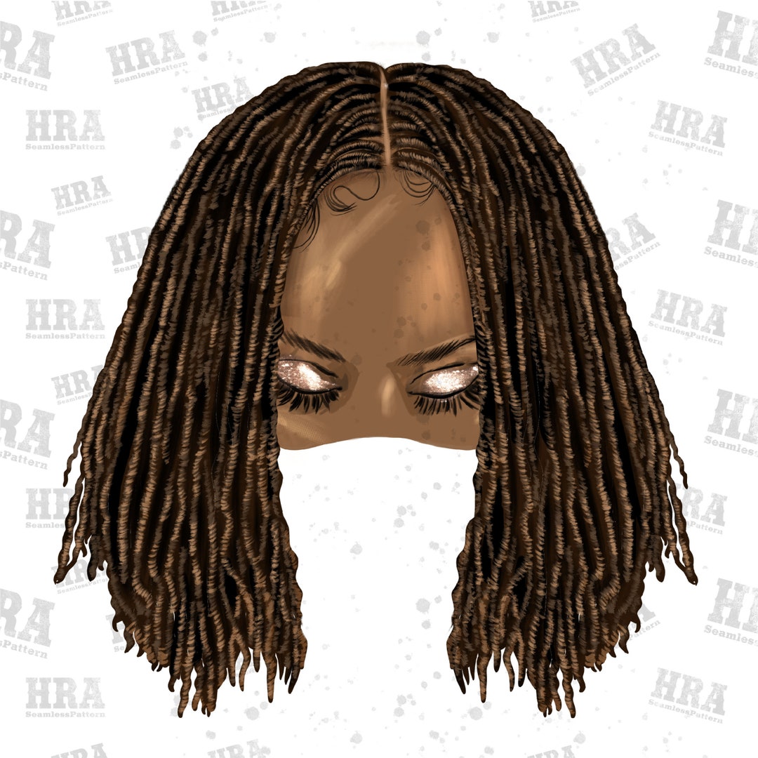 Afro Micro Locs Brown Hair Plain Png Sublimation Design Download, Afro ...